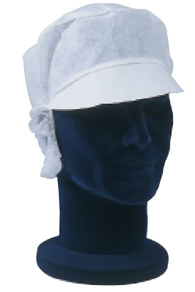 D706 Peaked cap with snood - white Metal Free Pack/50 | Chelmsford Safety